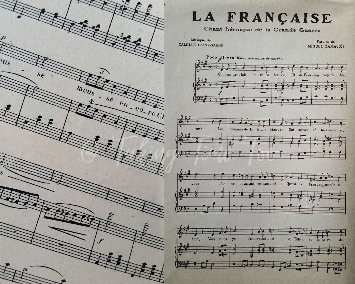 Printable Antique French Music Sheets With Wonderful Aged - Etsy