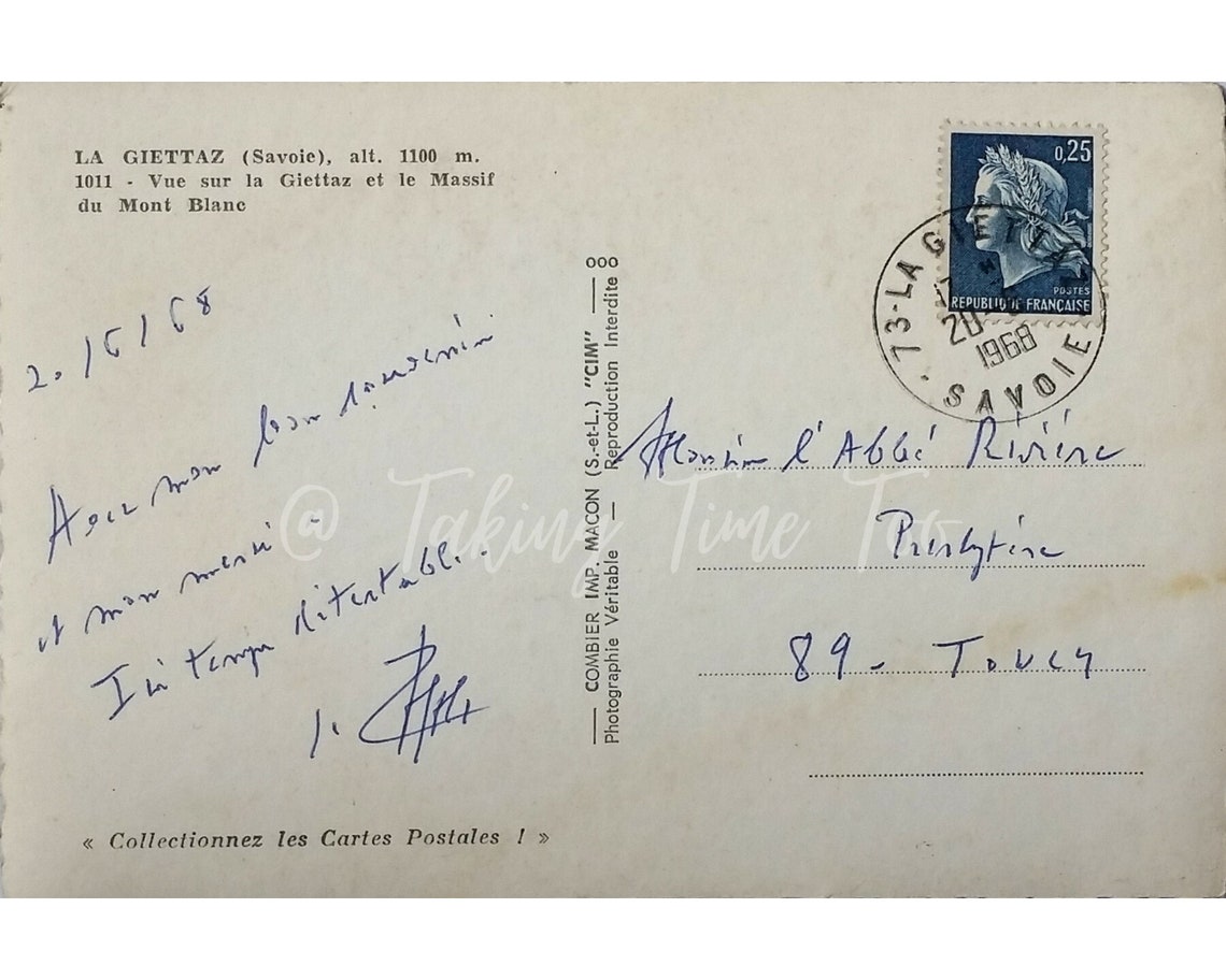 Printable Vintage French Postcard Backs Each Handwritten in | Etsy