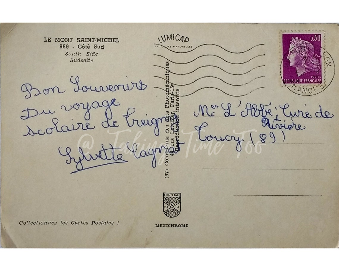 Printable Vintage French Postcard Backs Each Handwritten in | Etsy