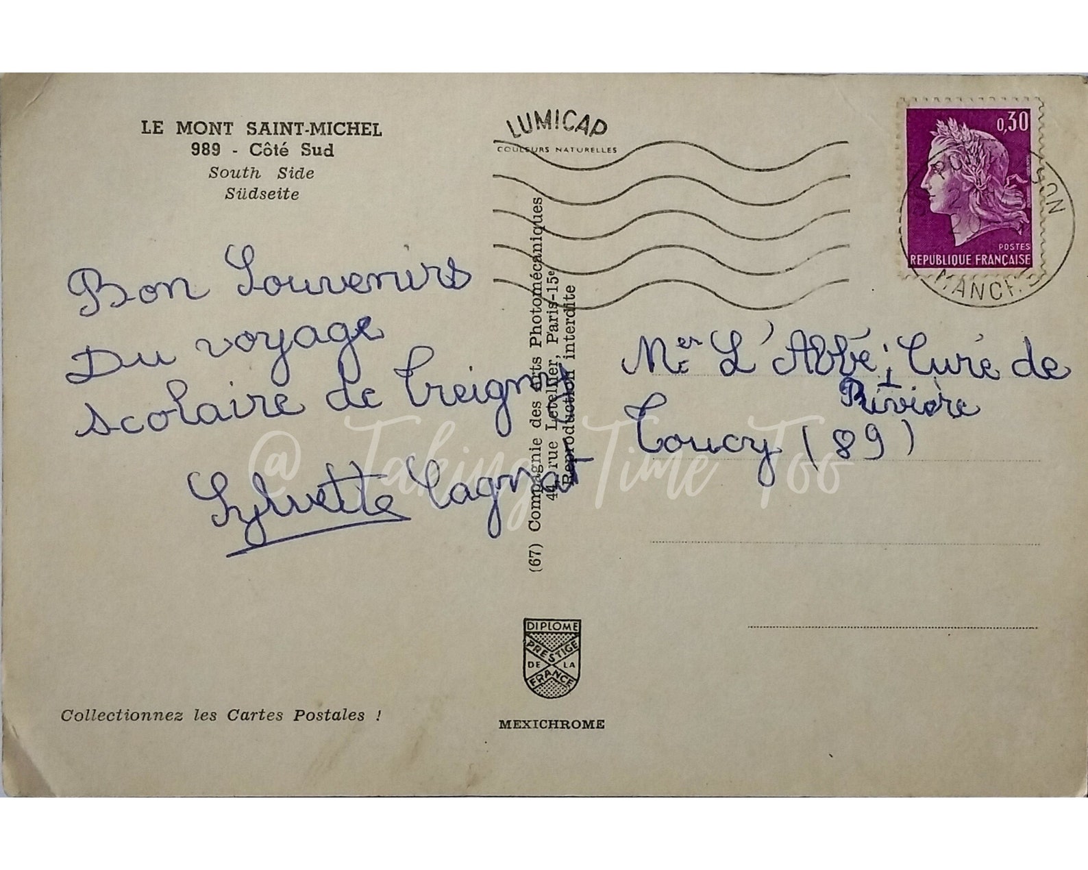 Printable Vintage French Postcard Backs Each Handwritten in | Etsy