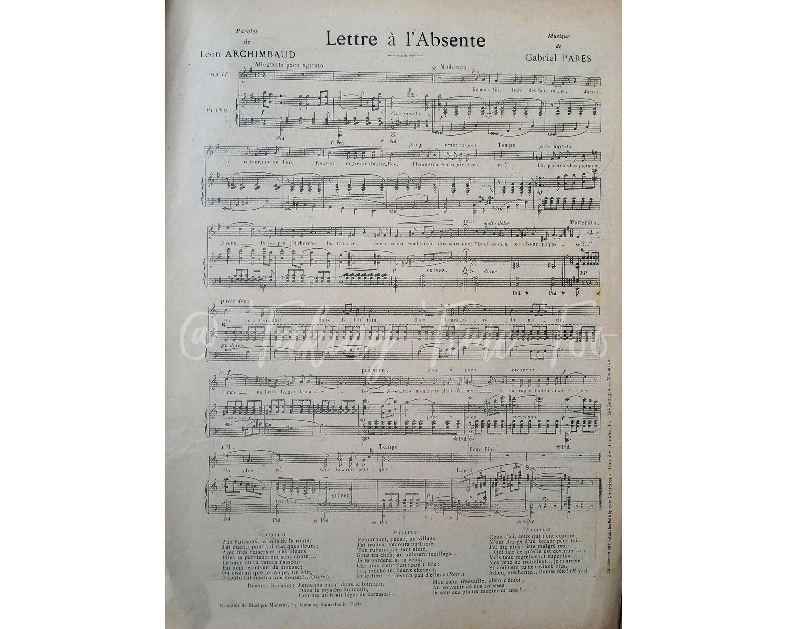 Printable Antique French Music Sheets With Wonderful Aged Ephemera Look ...