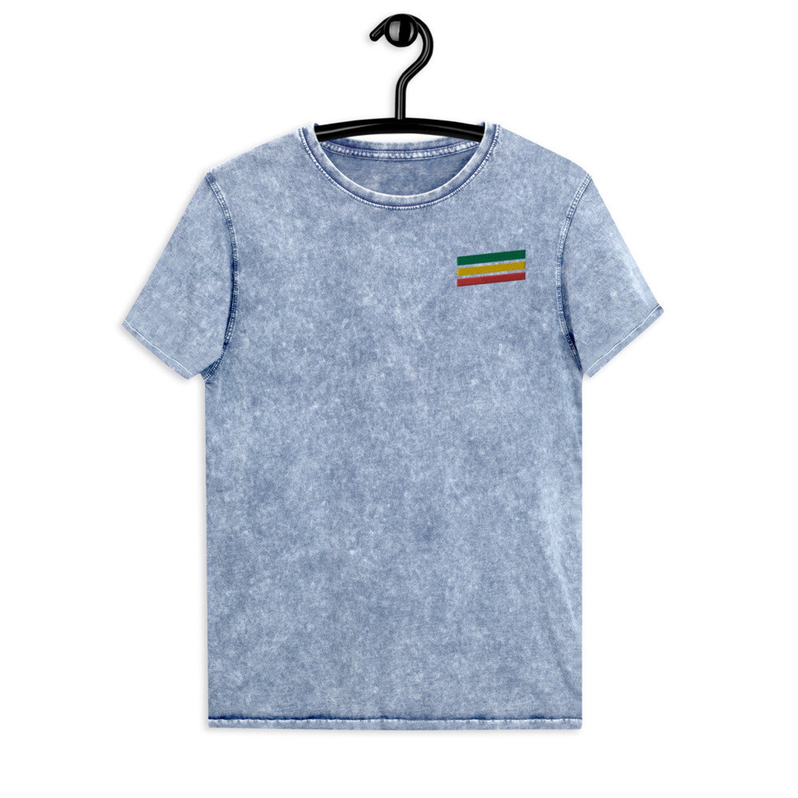 Embroidered Rasta Denim T-shirt, Reggae Shirt, Reggae Gift, Gift for ...