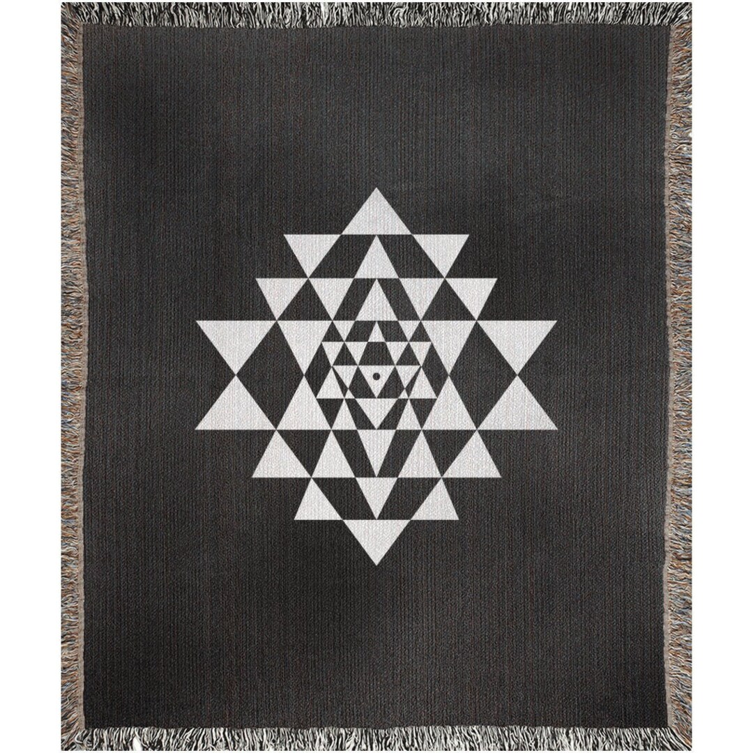 Sri Yantra Woven Throw Blanket, Yoga Blanket, Meditation Tapestry 100% ...