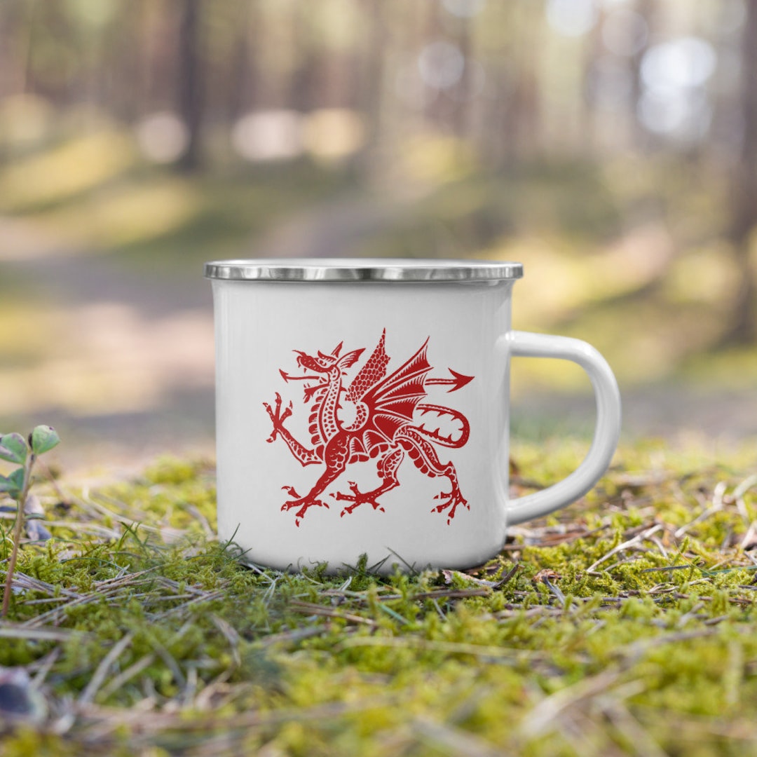 Wales Enamel Mug - Welsh Mug - Wales Mug - Welsh Gift - Red Dragon Mug ...