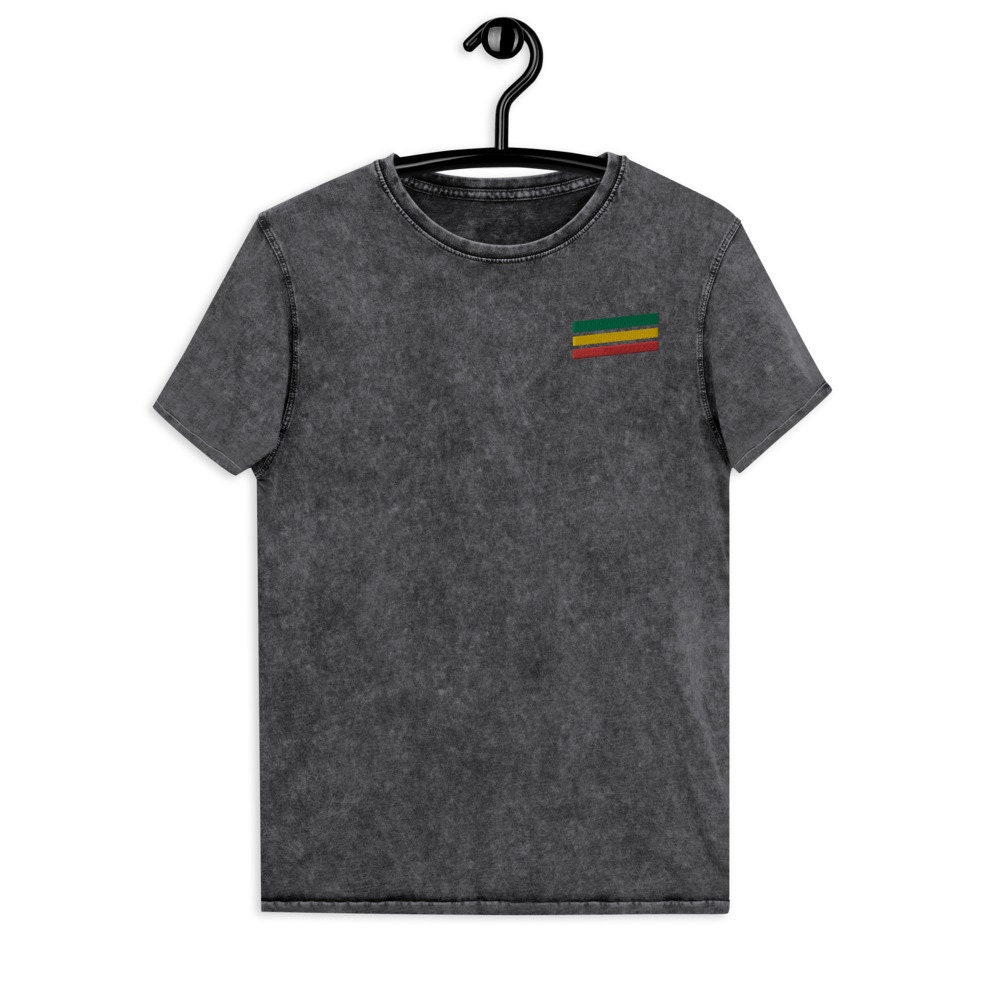 Embroidered Rasta Denim T-shirt, Reggae Shirt, Reggae Gift, Gift for ...