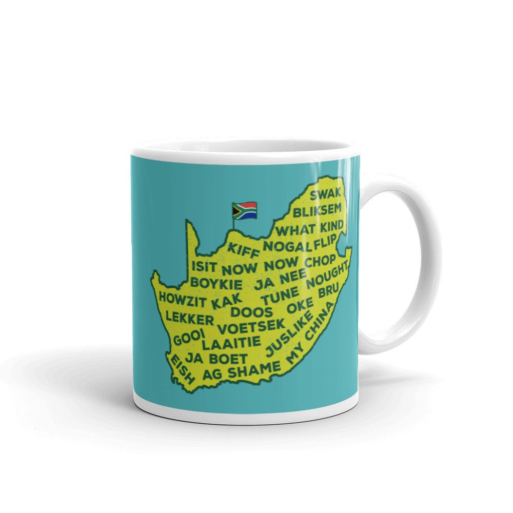Funny South African Slang Words Mug: South Africa Map & Flag - Etsy