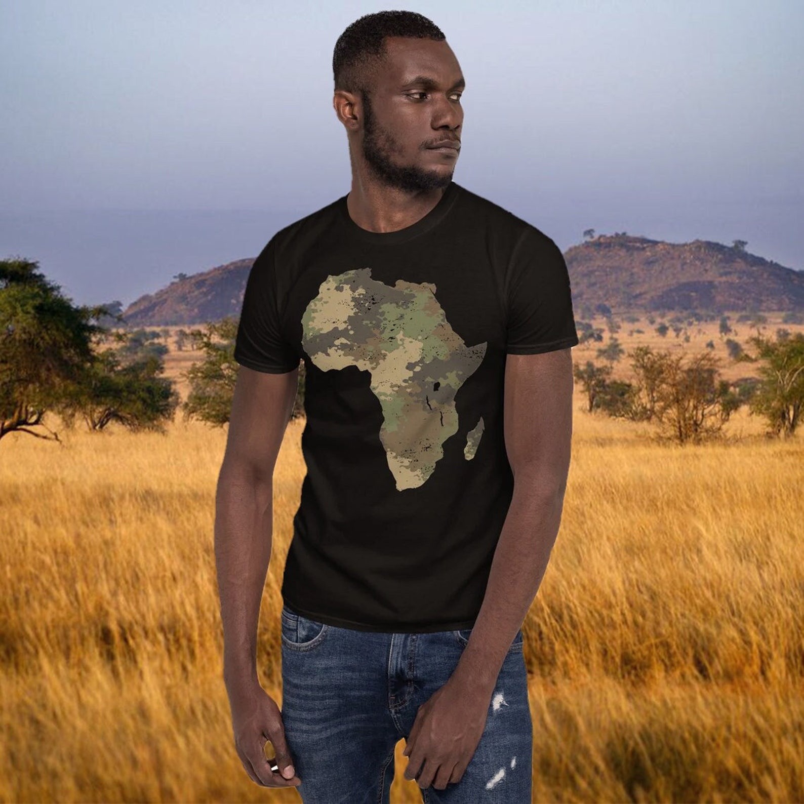 Africa Camo Pattern T-shirt African Continent Map African - Etsy