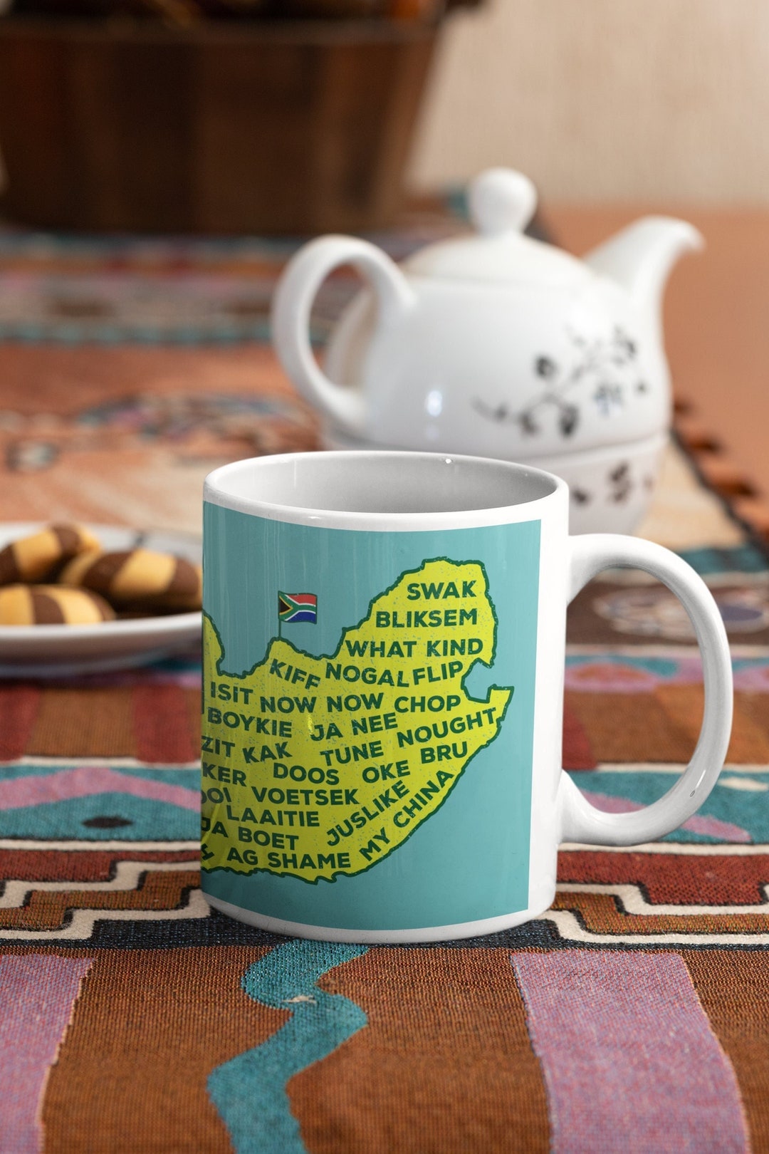 Funny South African Slang Words Mug: South Africa Map & Flag - Etsy