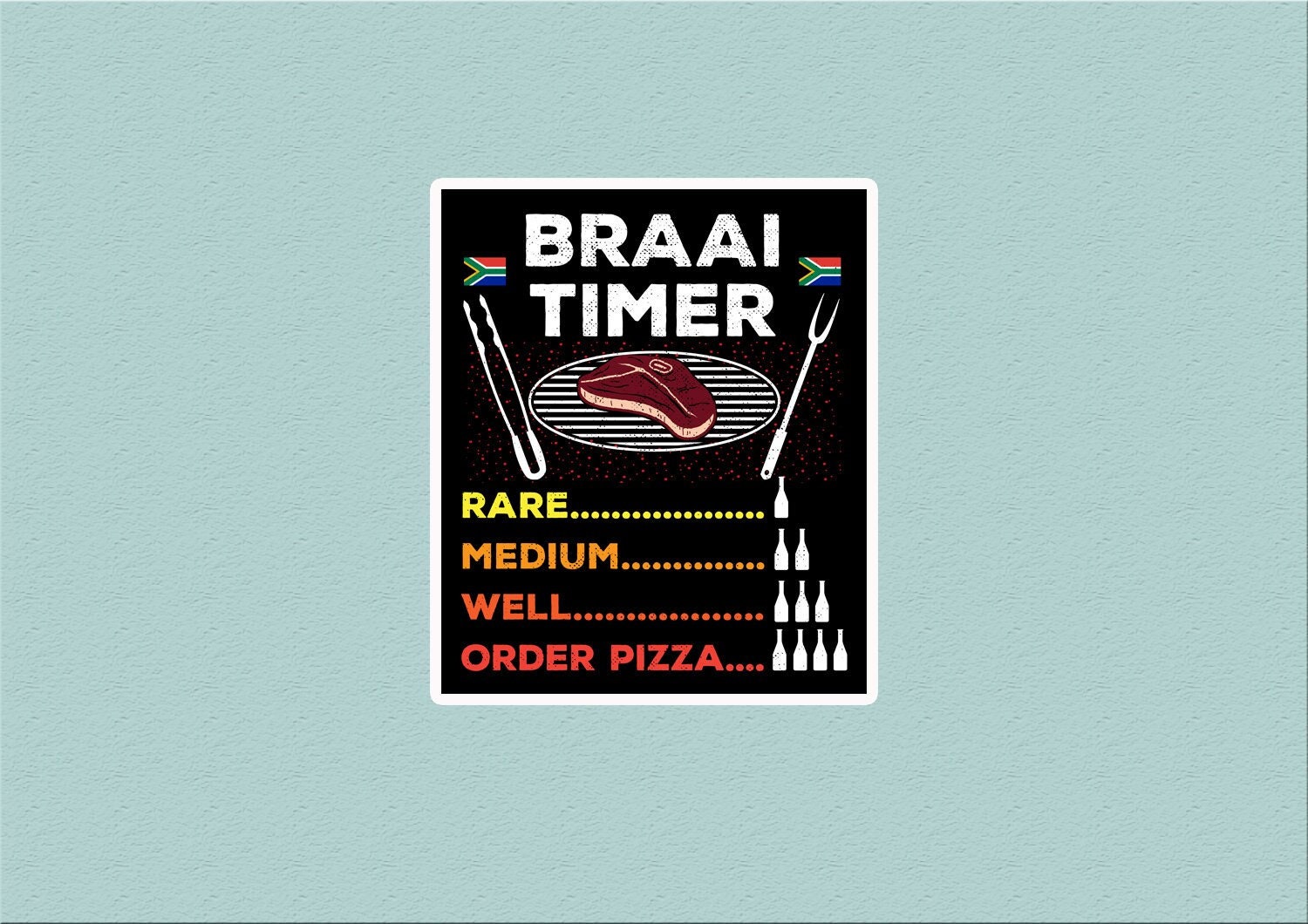 Braai Timer Sticker Funny African BBQ Family Dinner South Africa Flag ...
