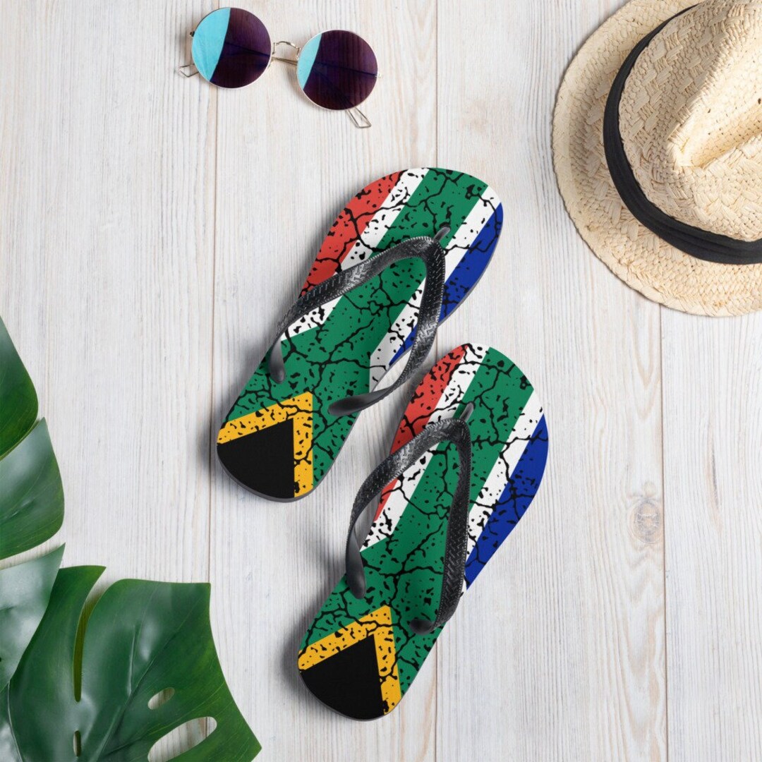 South Africa Flag Flip-flops: Distressed Saffa Style - Etsy