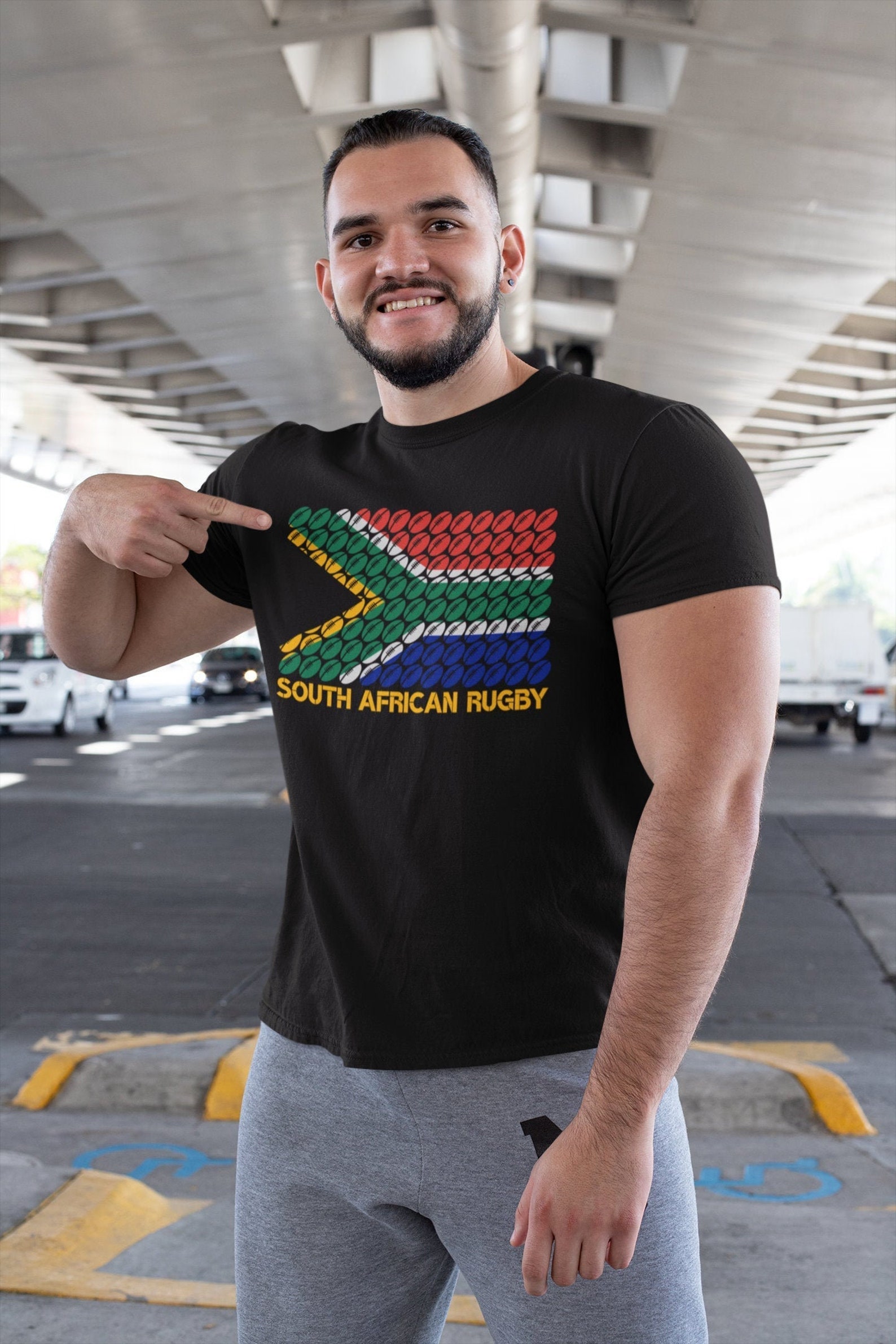 South Africa Flag Rugby Ball Pattern T-shirt - Etsy