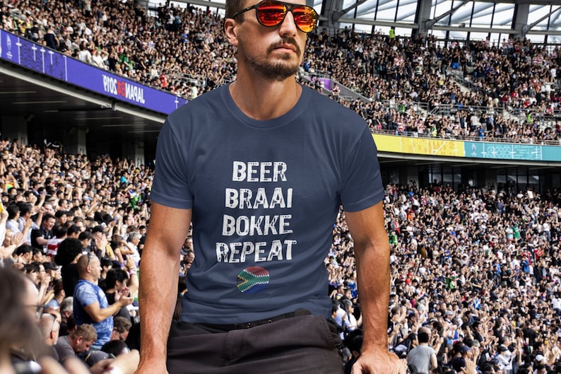 Beer Braai Bokke Repeat T Shirt | South Africa Rugby Supporter | Braai ...
