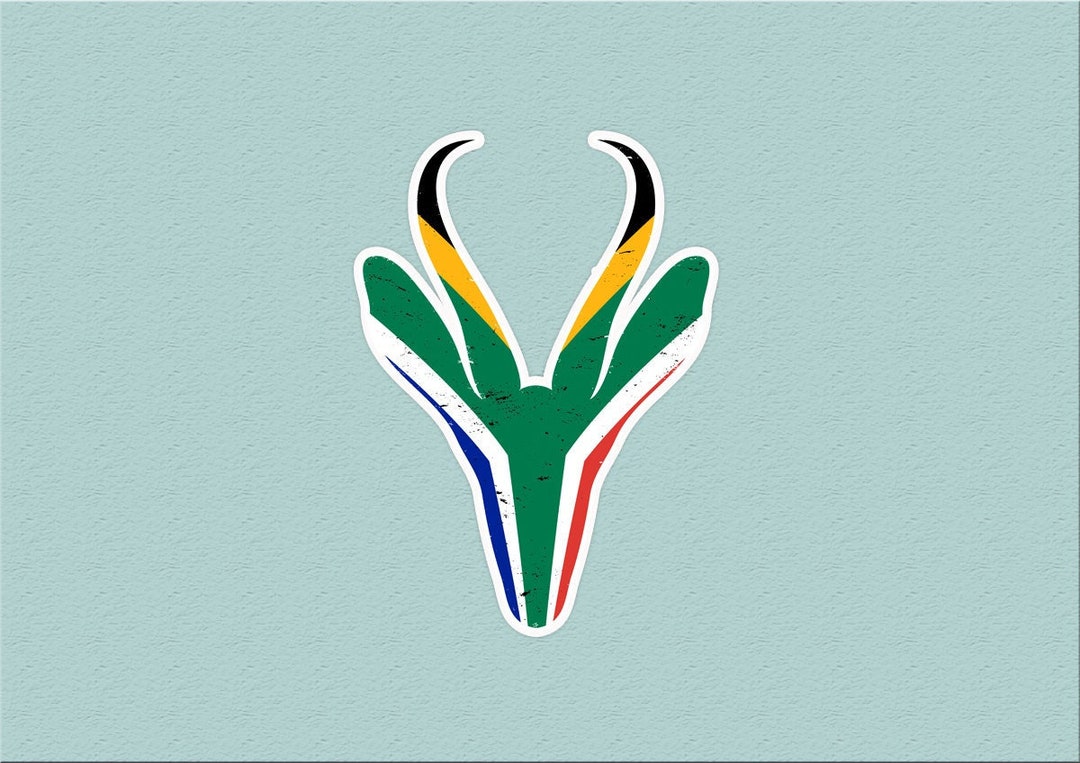 Springbok Face Sticker | South Africa Flag Distressed | Hier Kom Die ...