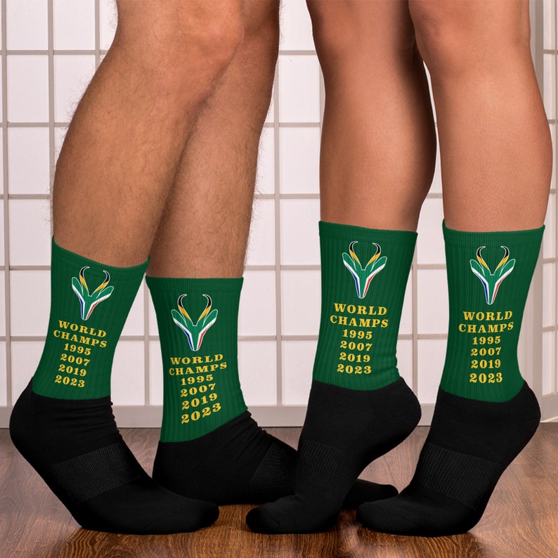 South Africa Four Time World Rugby Champs Vintage Socks Springbok Head ...