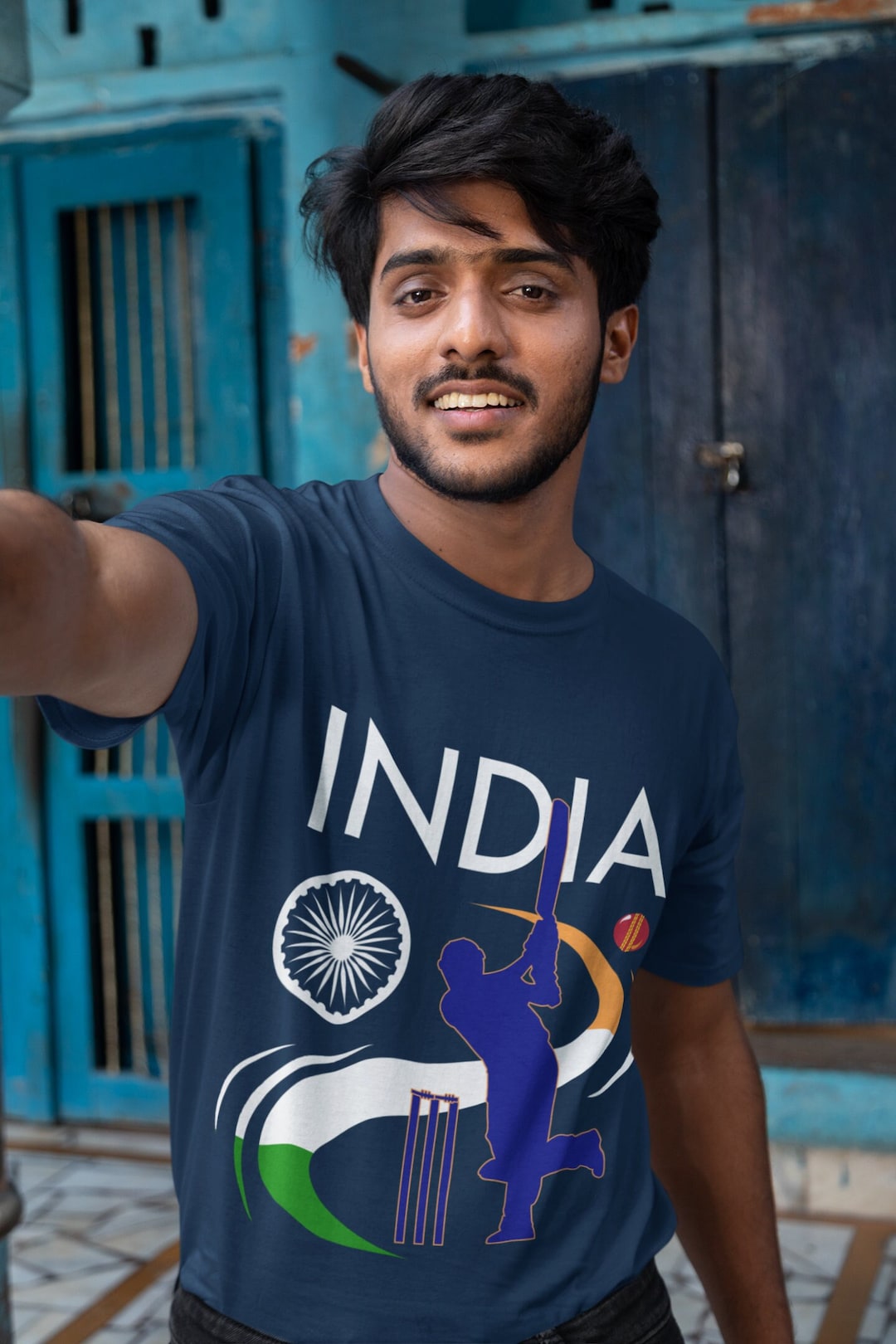 India Cricket T-shirt With Indian Flag & Brush Stroke Cricket Champions ...