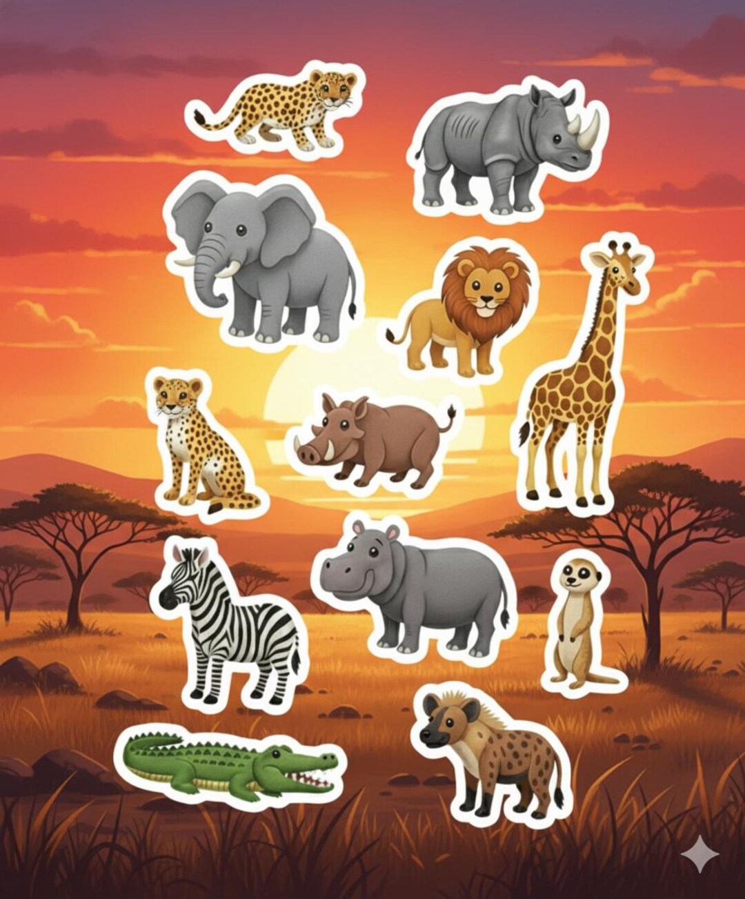 Safari Animals Sticker Sheet – Jungle Creature Vinyl Decals - Etsy