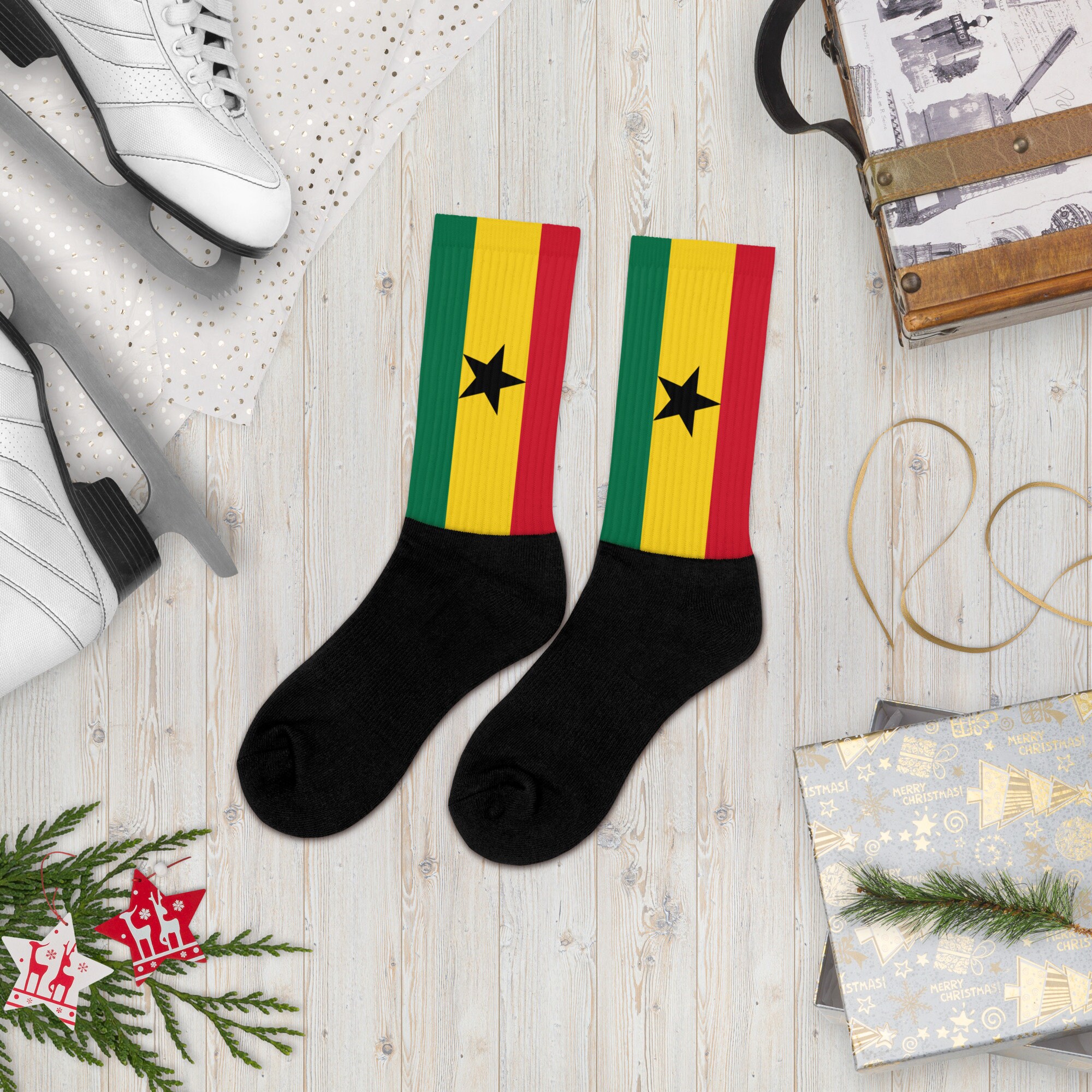 Ghana Flag Socks | Gold & Cocoa | Africa Safari | Rasta Colors - Etsy