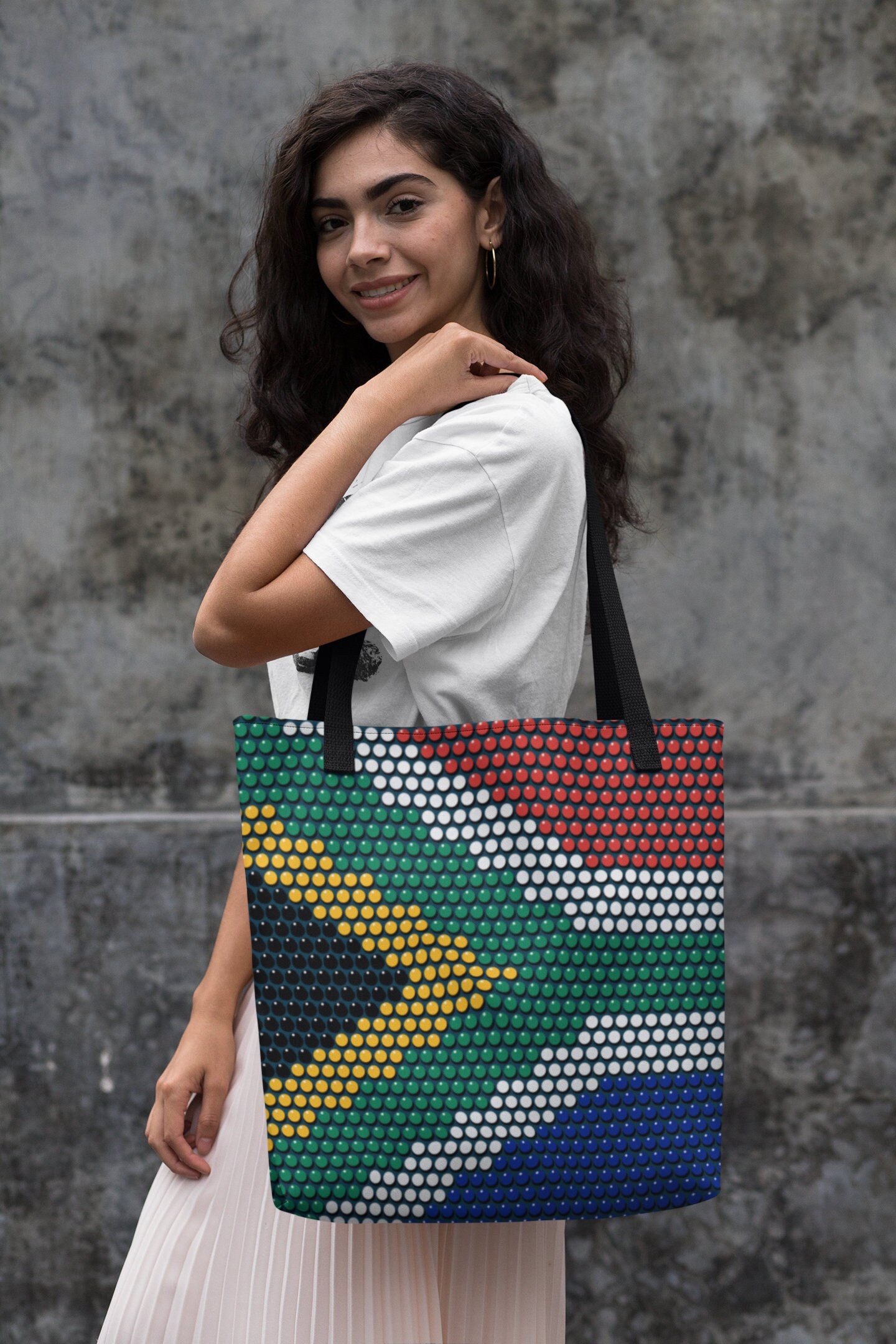 South Africa Flag Tote Bag Traditional Zulu Beadwork Graphic/faux ...