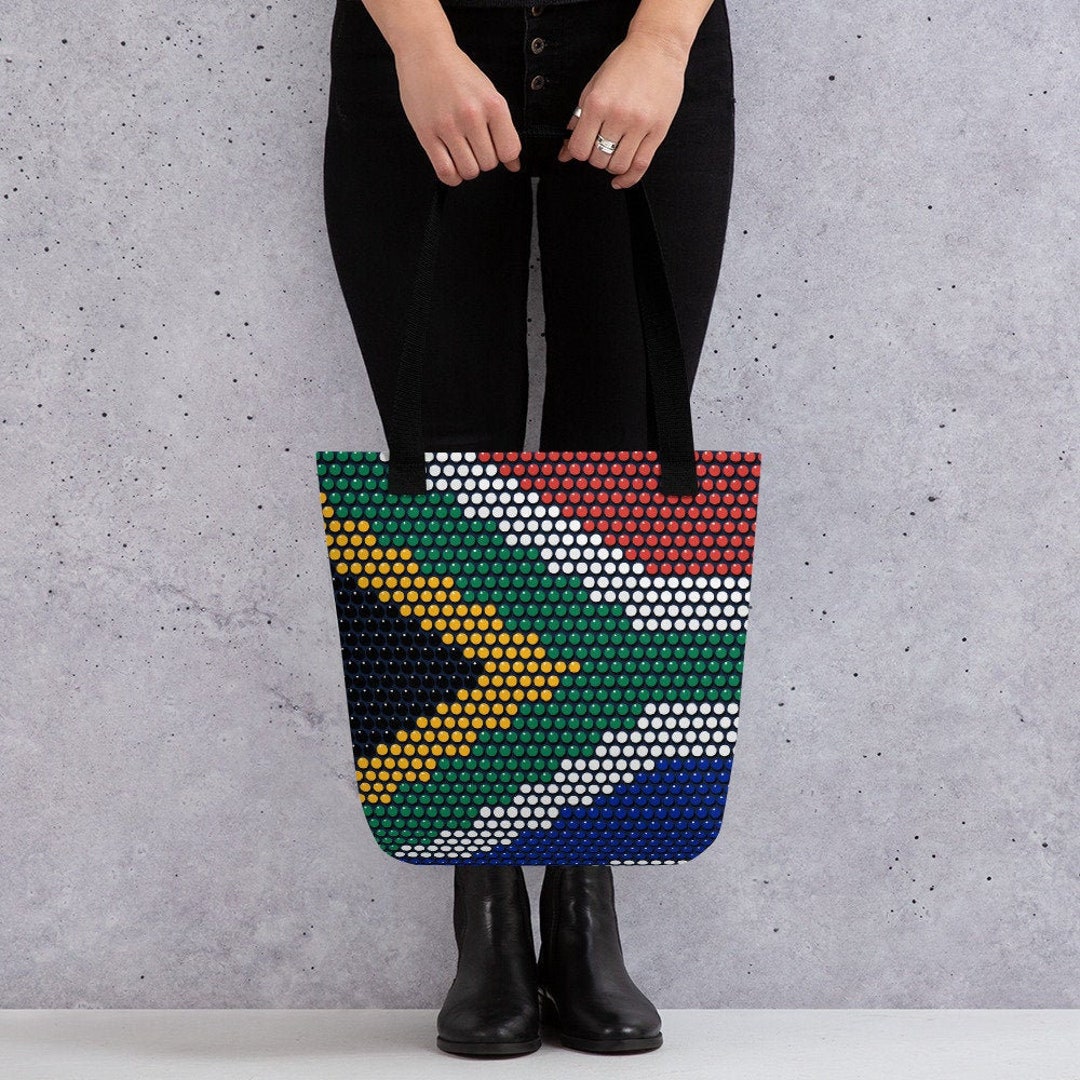 South Africa Flag Tote Bag | Traditional Zulu Beadwork Graphic/faux ...