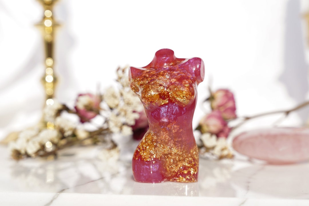 Hot Pink With Gold Flakes Goddess Statue Resin Goddess Statue Goddess ...