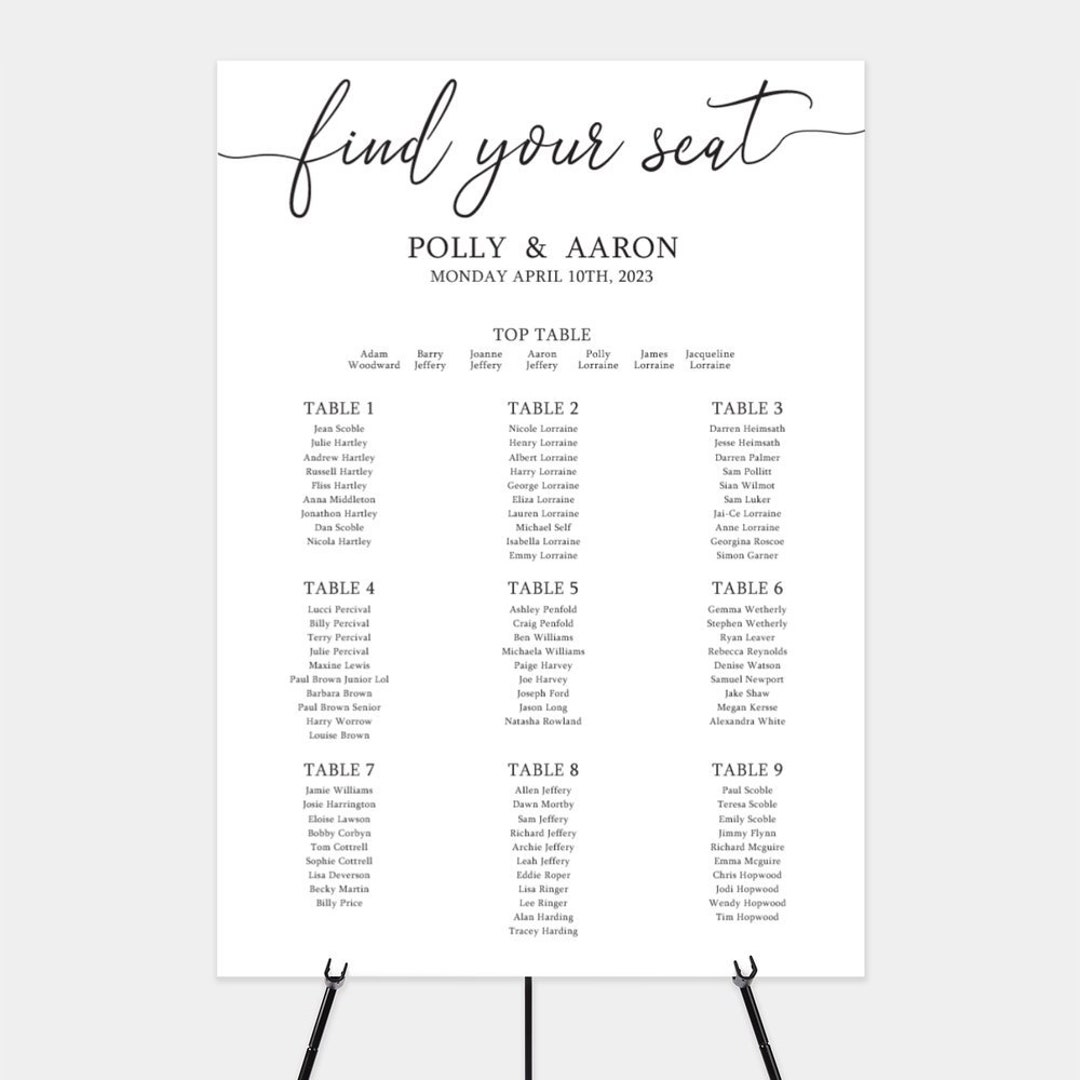 Elegant Wedding Table Plan - Seating Chart - A1 Printed Board - Etsy UK