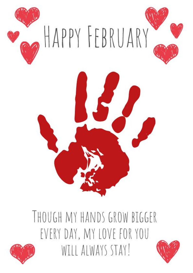 Kids Handprint Pictures for Printing | February Valentine's Day | Baby ...