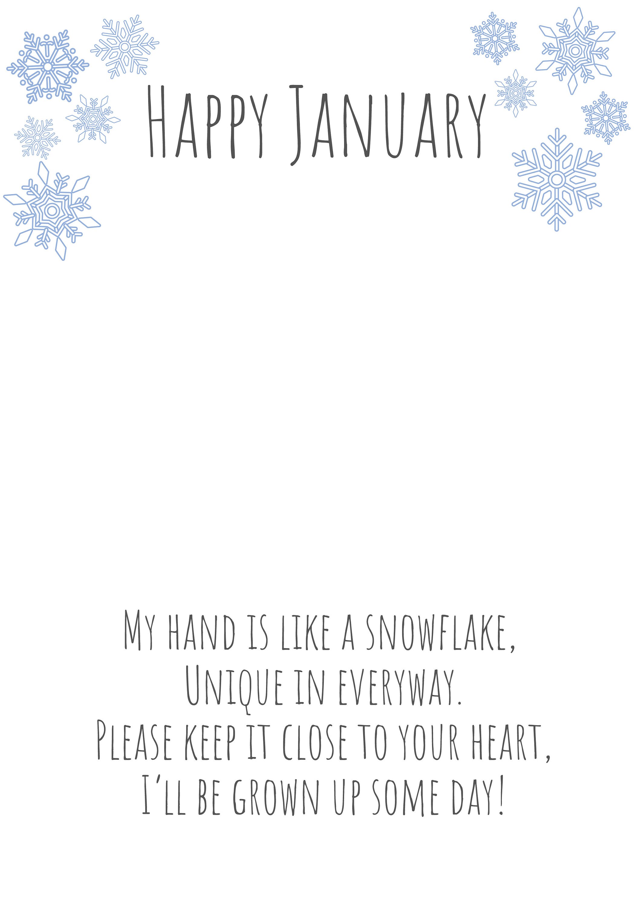 Winter Snowflake Handprint Art: January Craft (digital Download) - Etsy