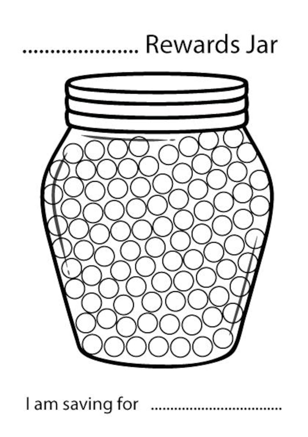 Reward Jar Chart, Children's Saving Jar, Goal, Progress Tracker, Chore ...