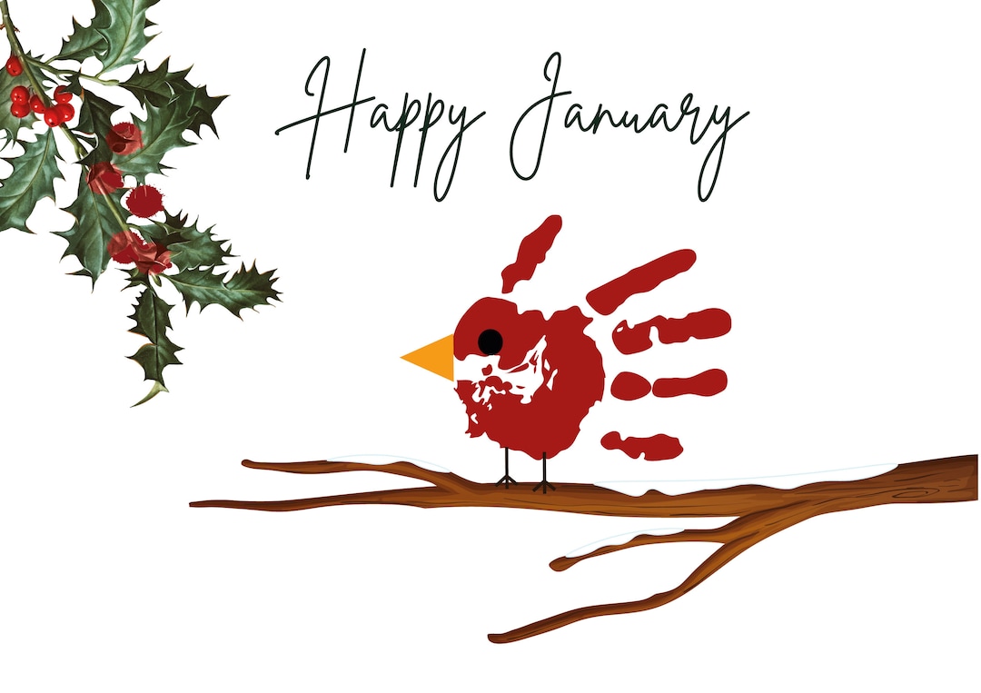 Kids Handprint Pictures for Printing | January Winter Robin | Baby ...