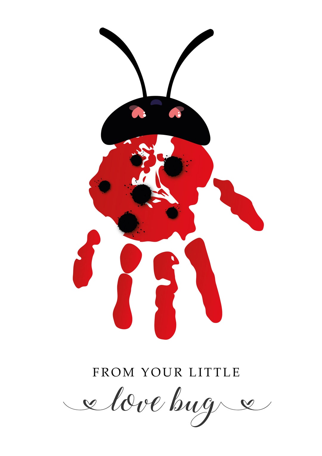 Kids Handprint Pictures for Printing | February Valentine's Love Bug ...
