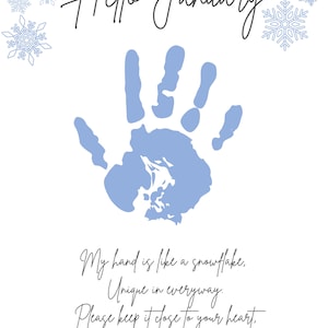 Winter Snowflake Handprint Art: January Craft (digital Download) - Etsy