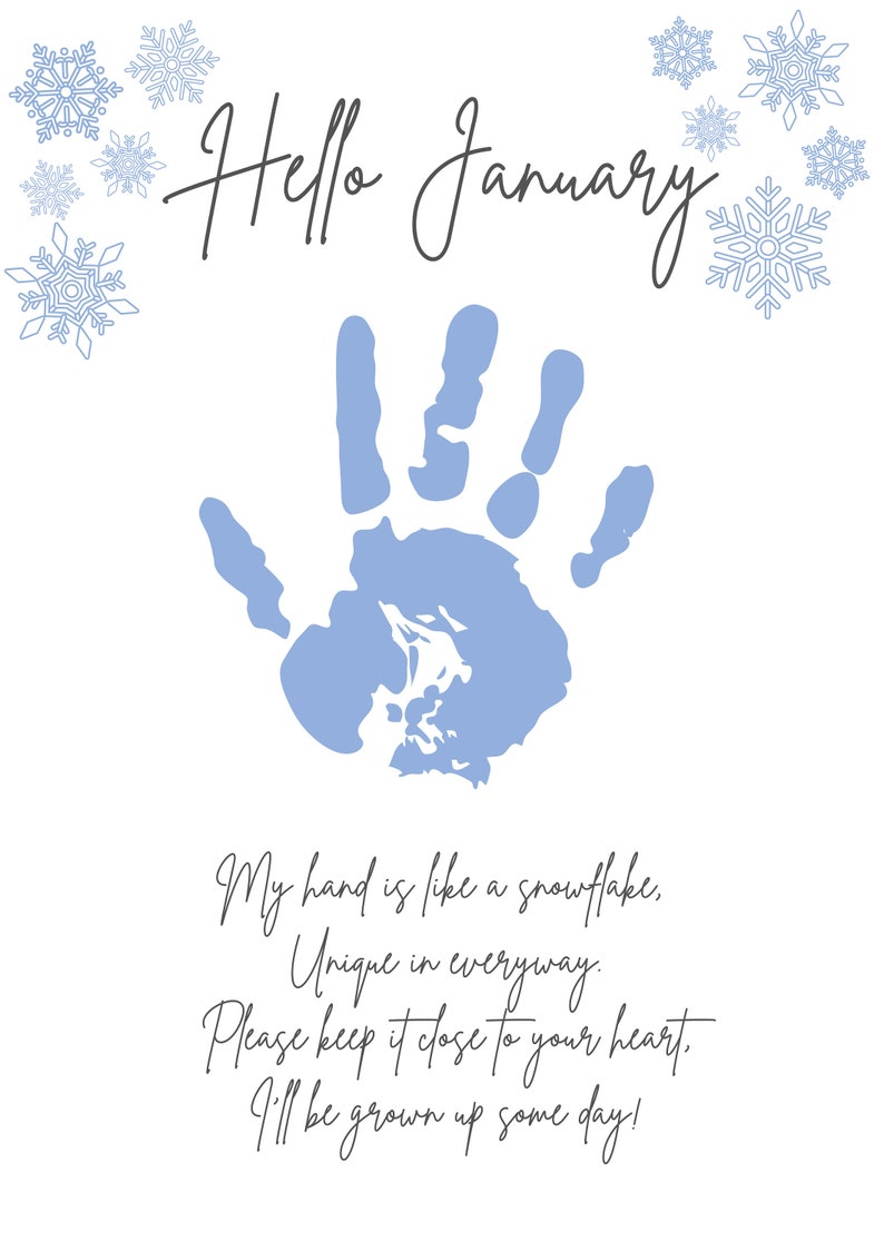 Winter Snowflake Handprint Art: January Craft (digital Download) - Etsy