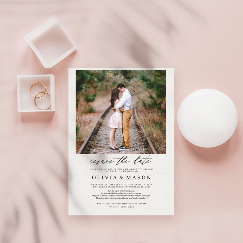 Photo Resave the Dates Template Save the New Date Cards With | Etsy
