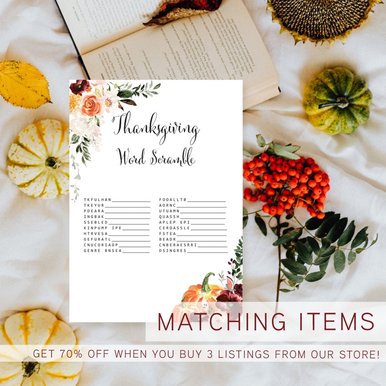 Thanksgiving Word Search Game Thanksgiving Thanksgiving - Etsy