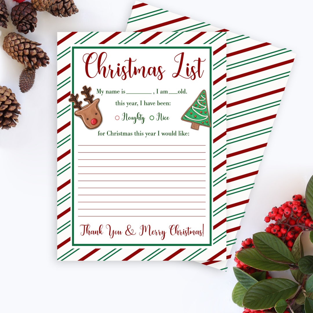 Letter to Santa Printable Naughty or Nice Christmas Wish - Etsy