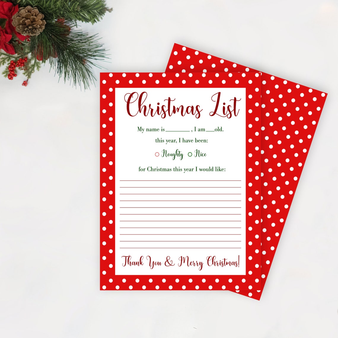 Dear Santa Letter Naughty or Nice Christmas List for | Etsy