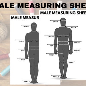 Male Printable Body Measurement Sheet, Fashion Designer Template ...