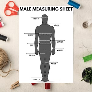 Male Printable Body Measurement Sheet, Fashion Designer Template ...