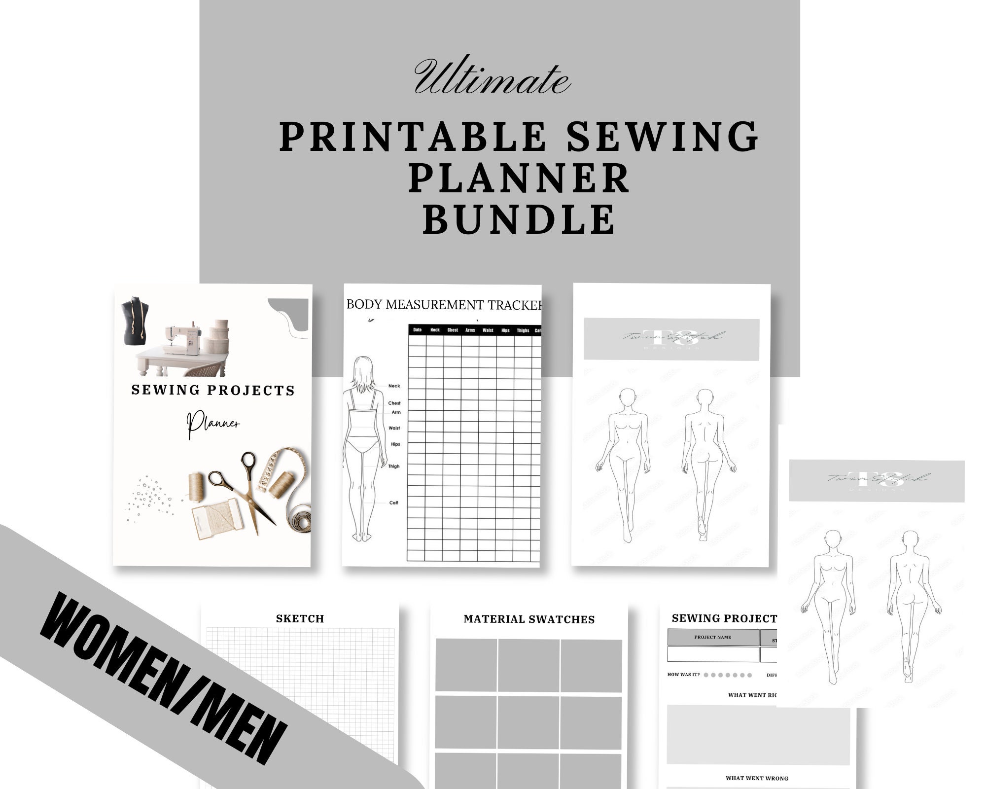 Sewing Planner Printable Organizer Tracker, 30 Pages Easy Digital PDF Journal Diary Sewing ...