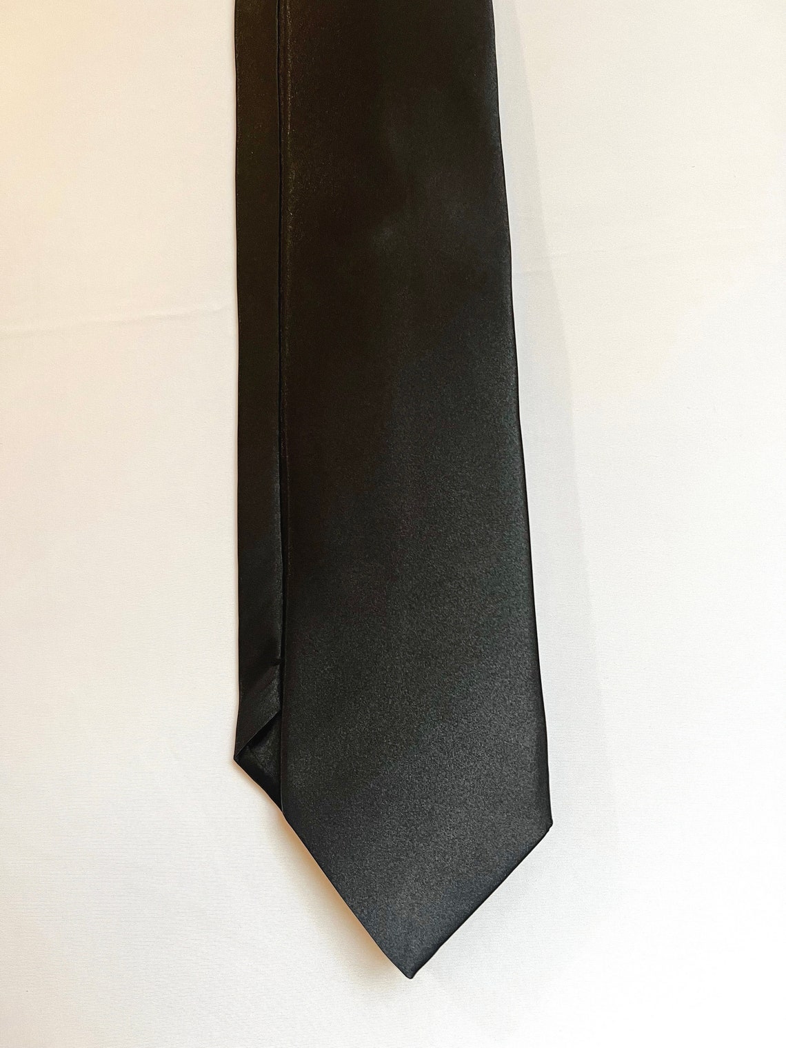 Men’s Necktie in Black Satin | Classic Black Solid Tie | Skinny Tie ...