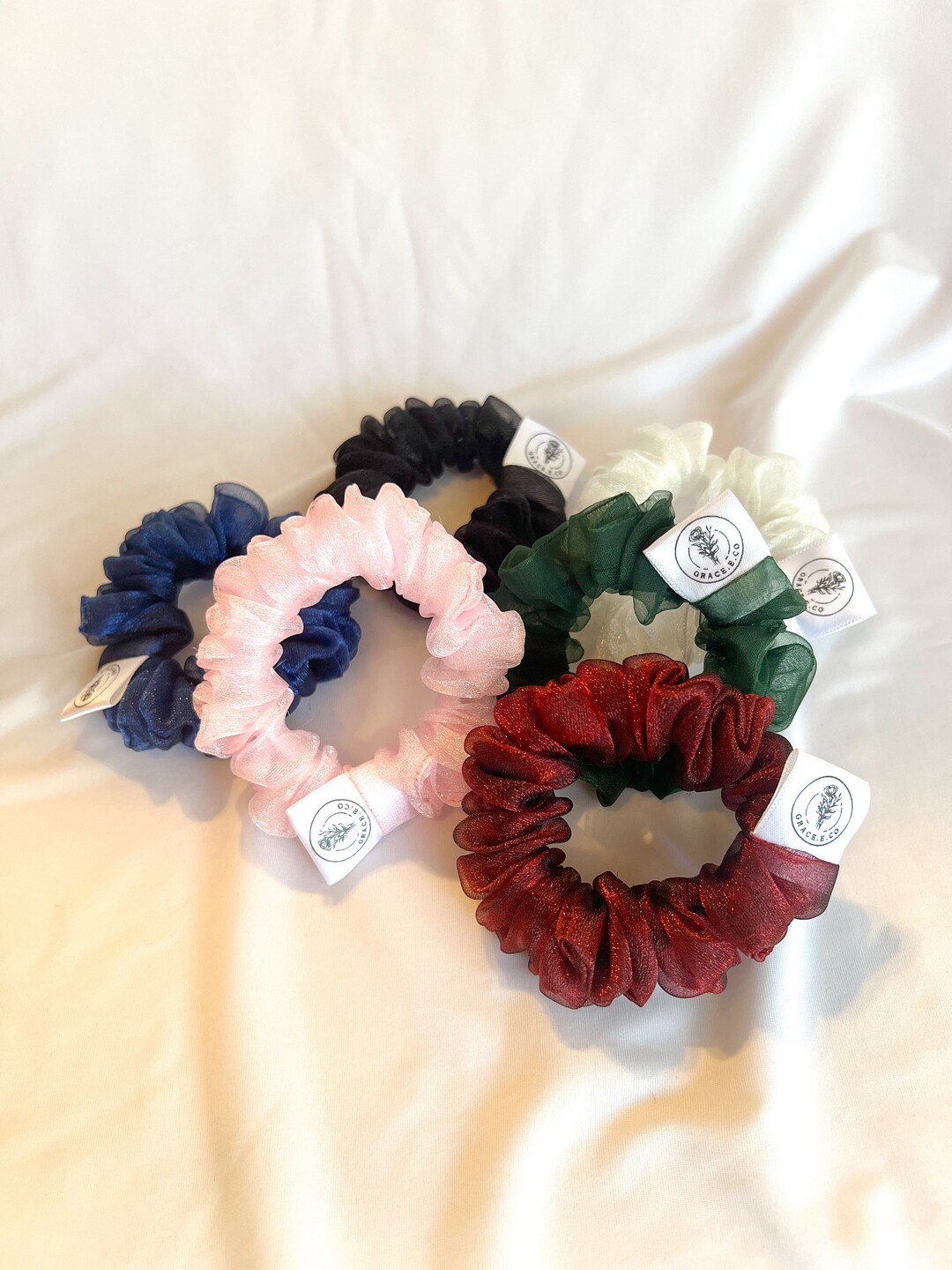 Organza Shimmer Scrunchies | Organza Skinny Scrunchie | Baby Scrunchies ...