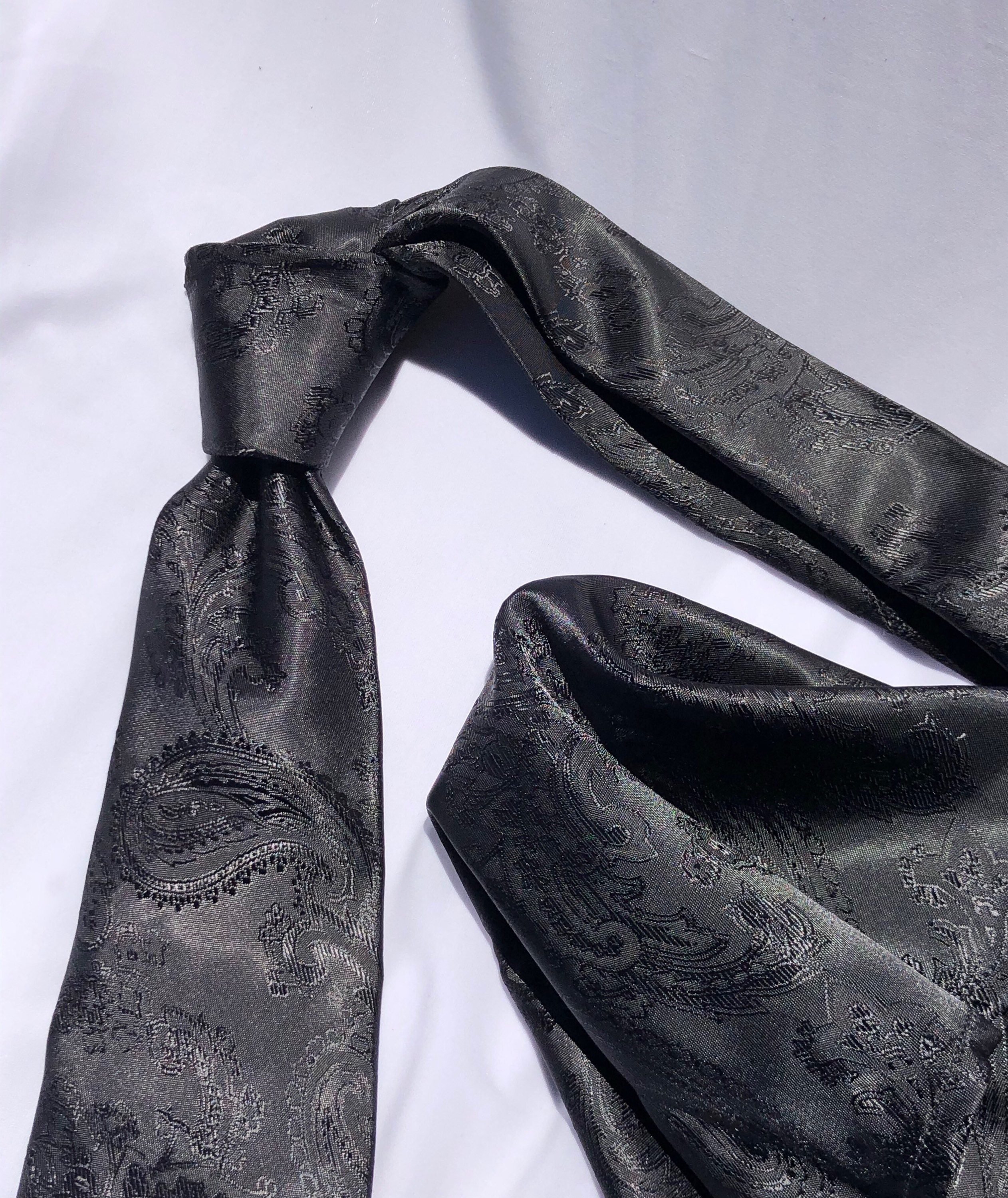 Mens Necktie in Black Paisley Skinny Tie Classic Tie | Etsy