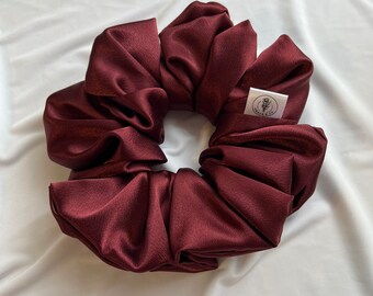 Burgundy Red Satin Hair Scrunchie - Etsy