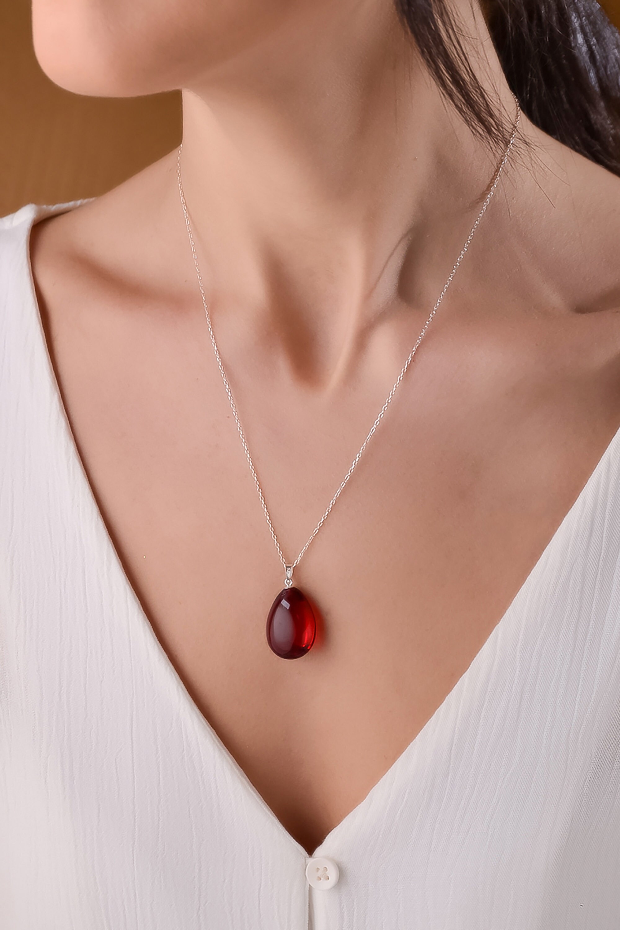 Red Amber - Ruby Amber Pendant - Amber Stone Jewelry - 925 Sterling ...