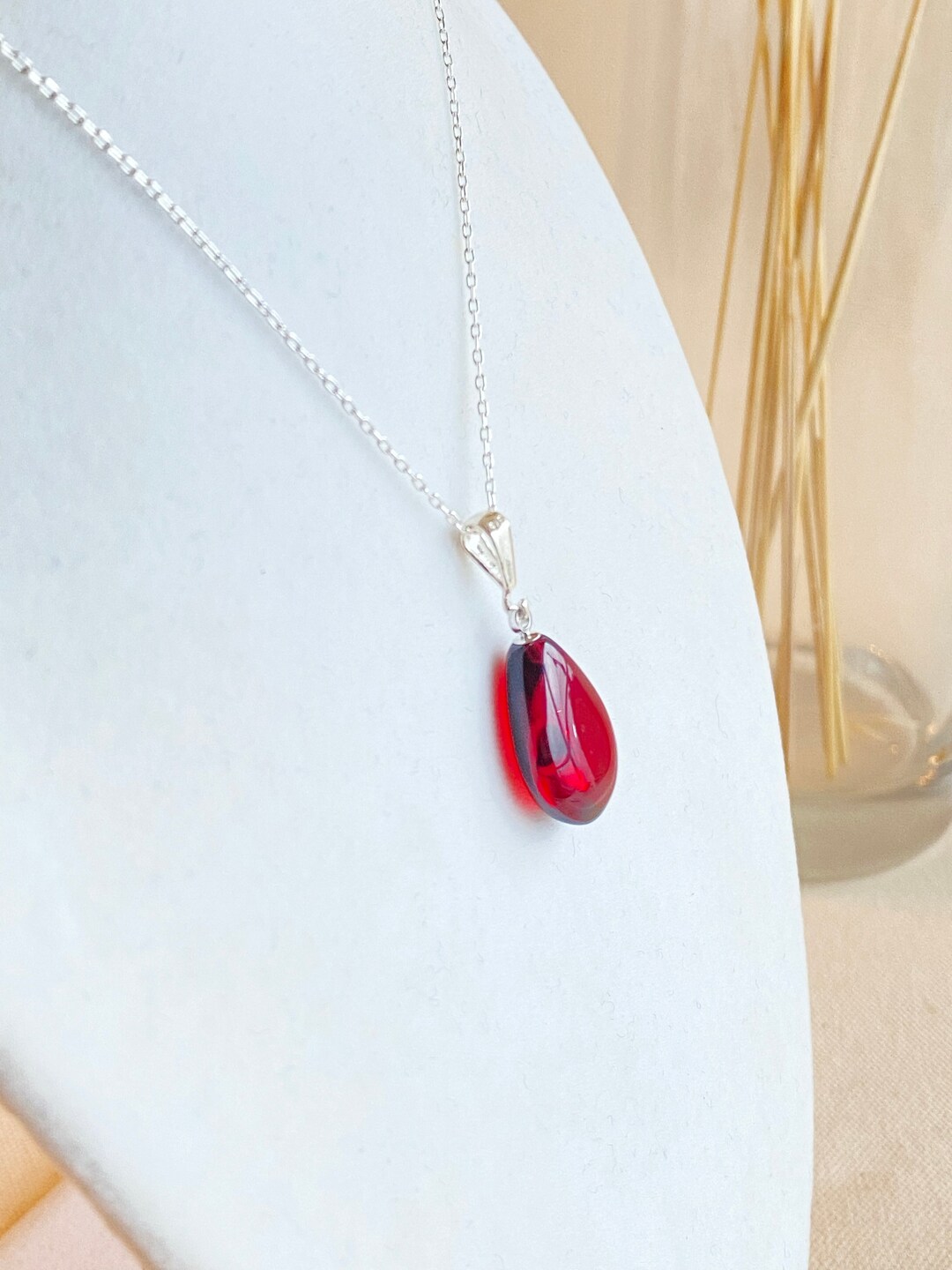 Red Amber Ruby Amber Pendant Amber Stone Jewelry 925 - Etsy