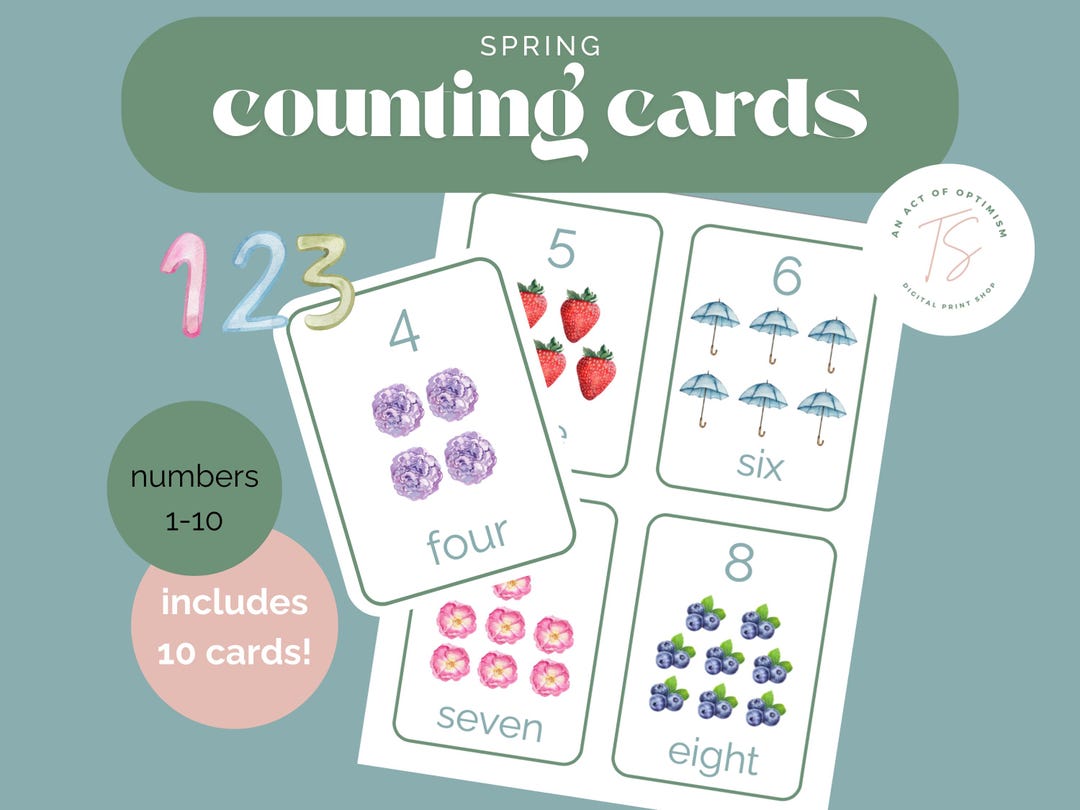 Spring Number 1-10 Preschool Flash Cards for Homeschool and Classroom ...