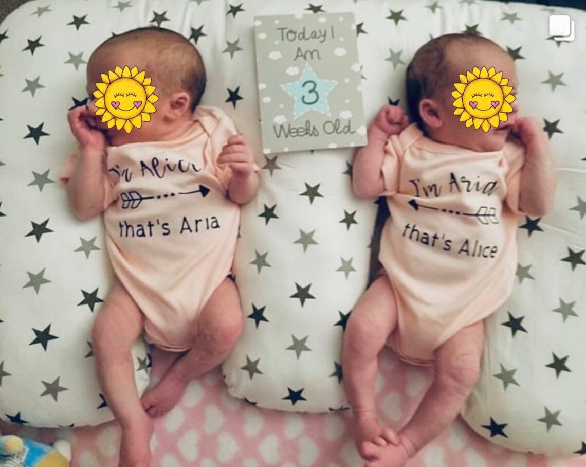 Personalised Twin Baby Gift Set, Twins Matching Vests, Gifts for New ...