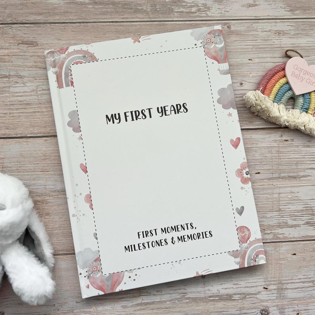 Baby Record Book | Bump to Baby Album in Pink | Personalised 1st Years ...