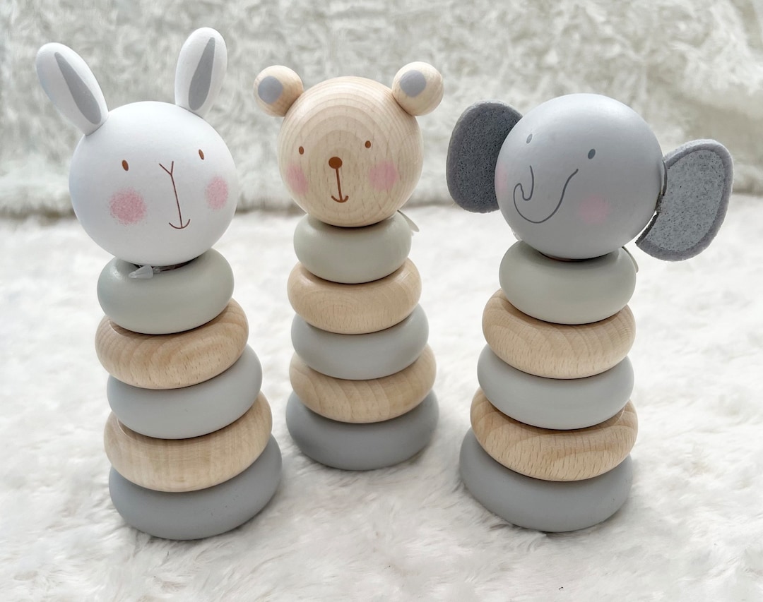Wooden Baby Toys | Tower Stacking Rings | 1st Birthday Gift | Unisex ...