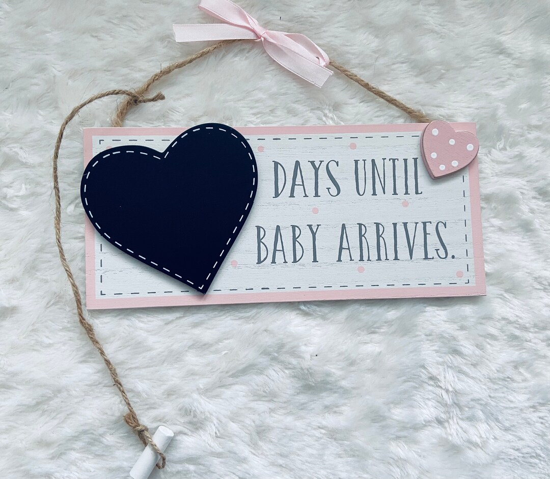 Baby Countdown Plaque Days to Go Wooden Countdown Baby Shower Gift Days ...